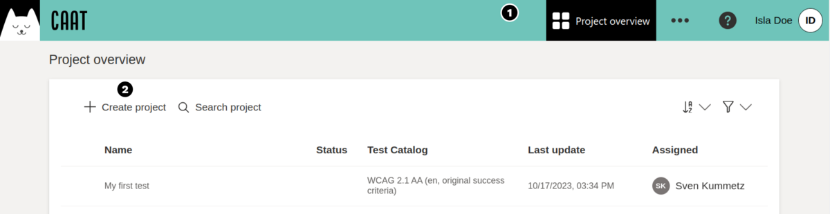 Create a new Test - Testing - Features - CAAT